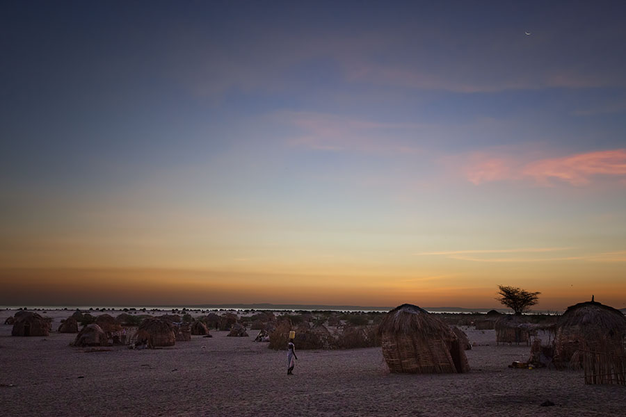 Sunrise over Ferguson bay Turkana lake